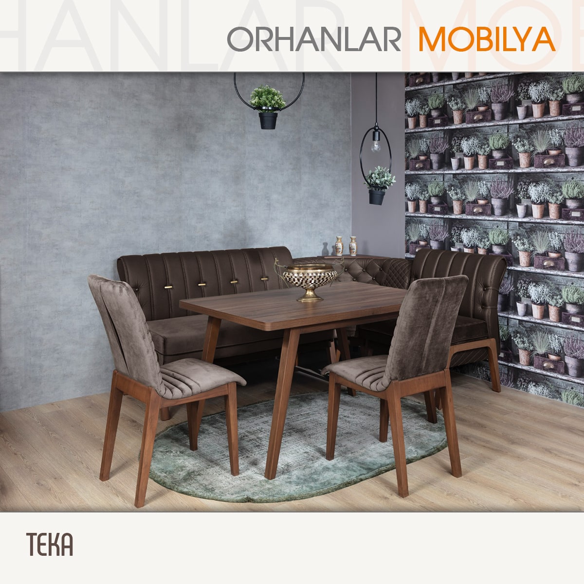 Комплект кухненски ъглов диван с маса и два стола TEKA / BROWN ...